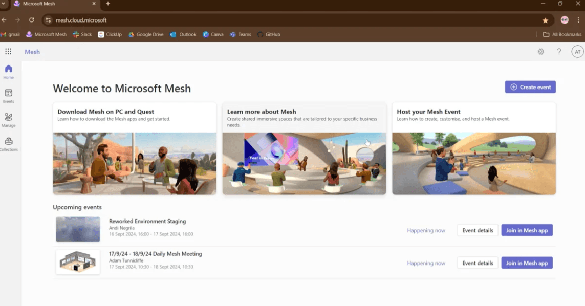 How to create a mesh event in Microsoft Teams